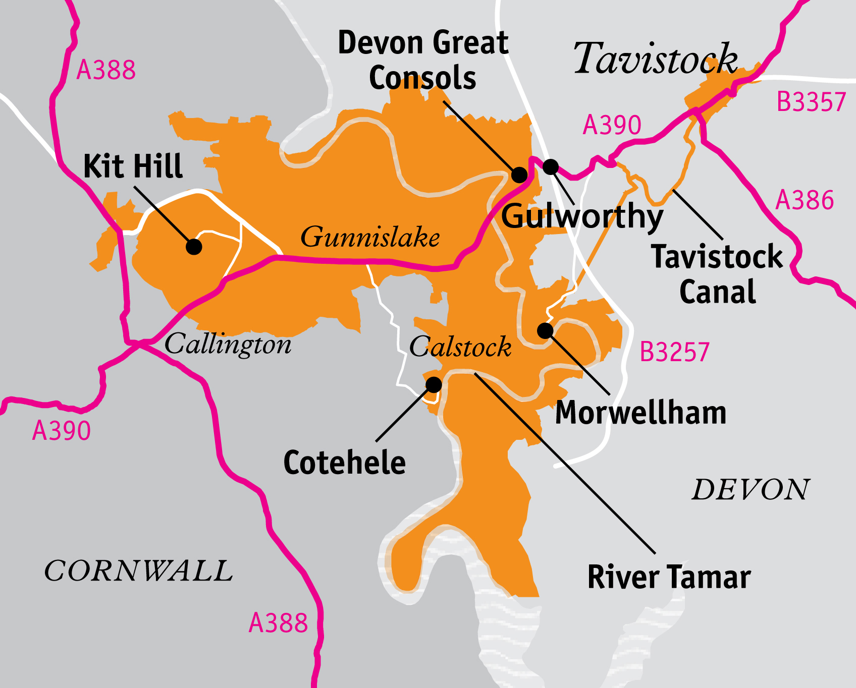 Cornish Mining WHS - A10 Tamar Valley Mining District with Tavistock
