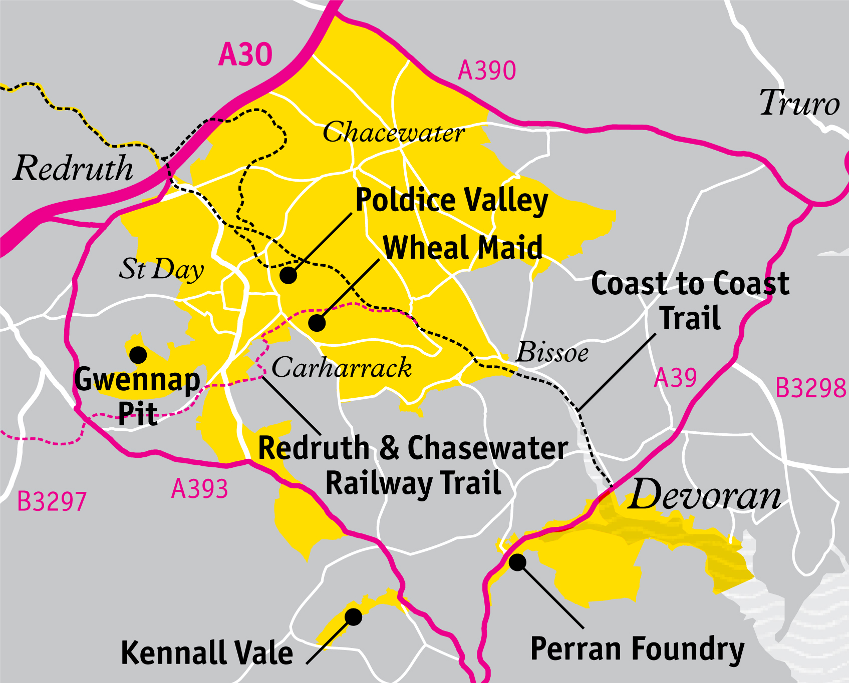 A6 Gwennap Mining District with Devoran, Perran & Kennall Vale ...